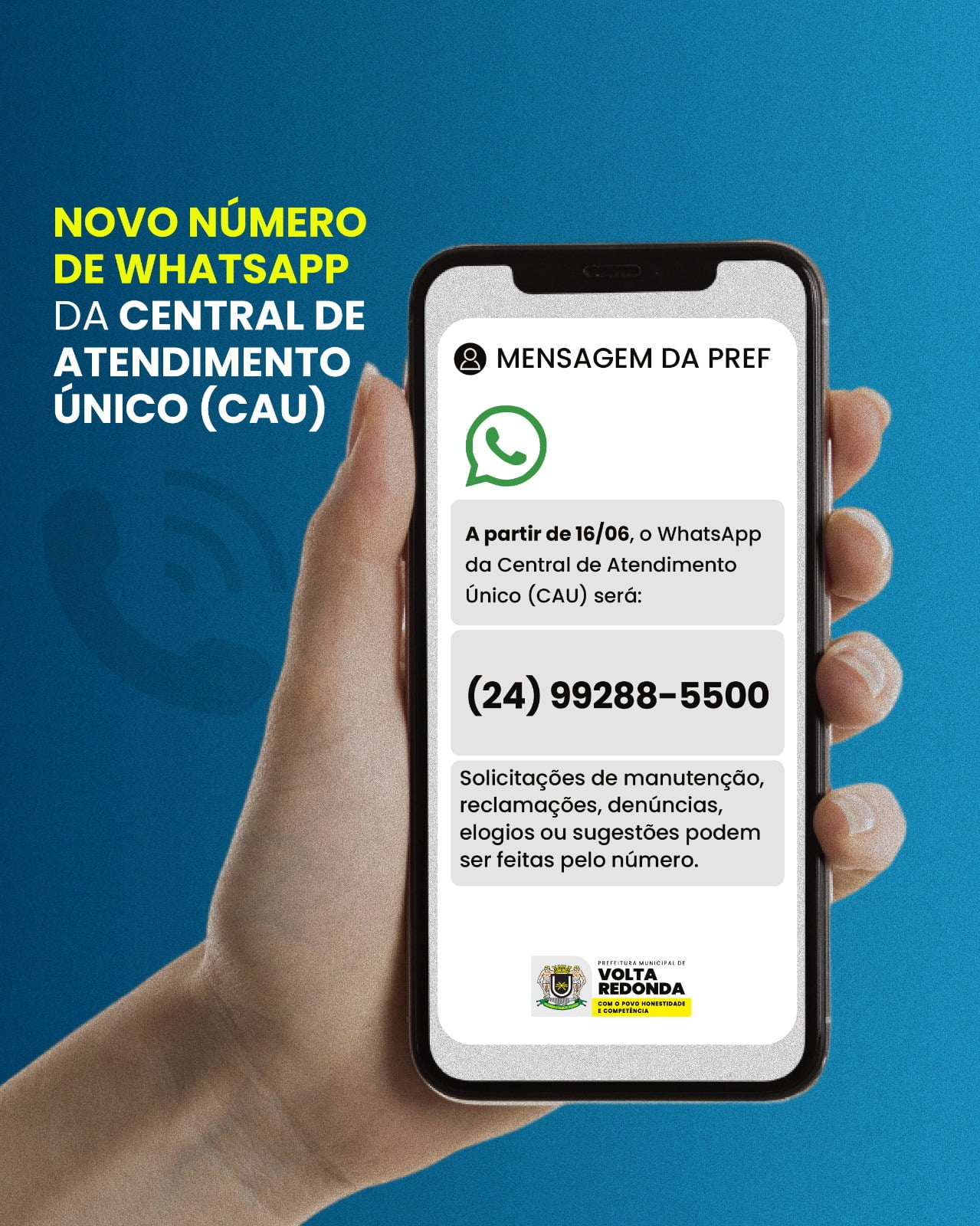Central De Atendimento Único De Volta Redonda Tem Novo WhatsApp: (24 ...